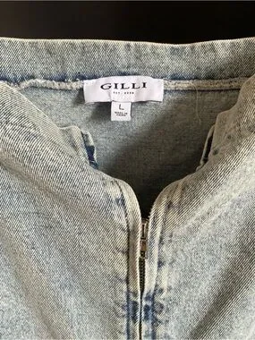 Gilli | Pants & Jumpsuits | Gilli Light Wash Denim Zipfront Romper ...